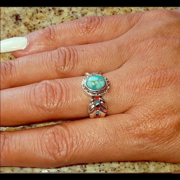 Jewelry | Luxury Inlaid Turquoise Eagle Feather Ringjewelry | Poshmark